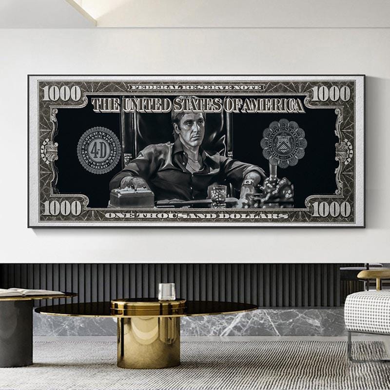 Scarface Tony Montana Classic Movie Money Canvas Painting Dollar Wall ...