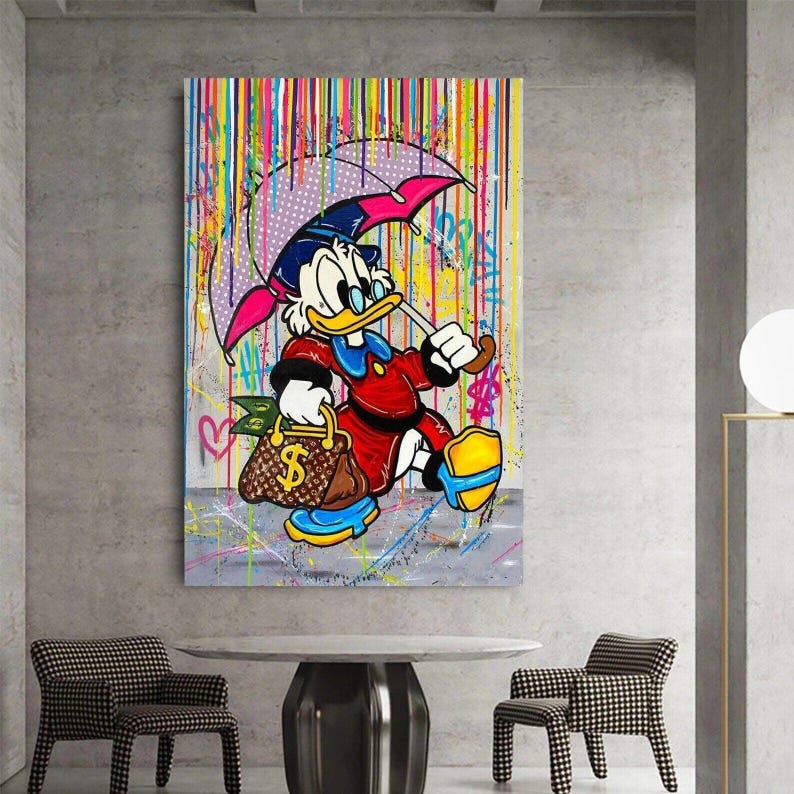 Donald Duck Graffiti Monopoly Alec Wall Street Art Picture Canvas ...