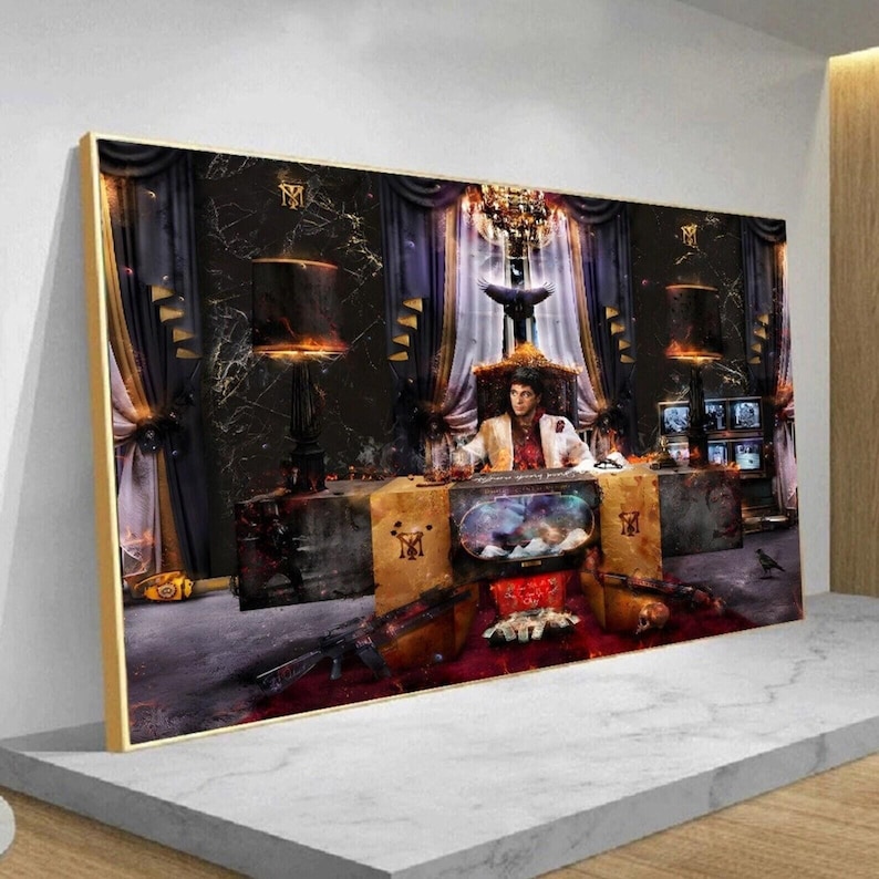 Scarface Tony Montana Gangster Office Wall Art Canvas Featuring Luxury ...