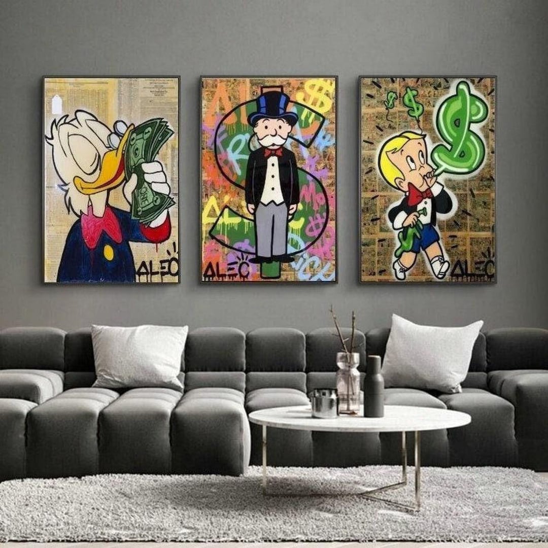 Donald Duck X Mr Monopoly X Richie Rich Monopoly Money Graffiti Art ...