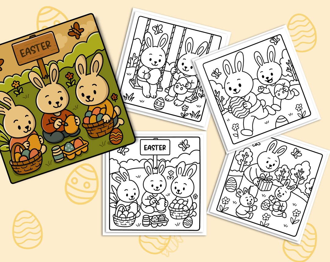 Happy Easter Coloring Pages, Bold and Easy Designs for Adults, Teens ...