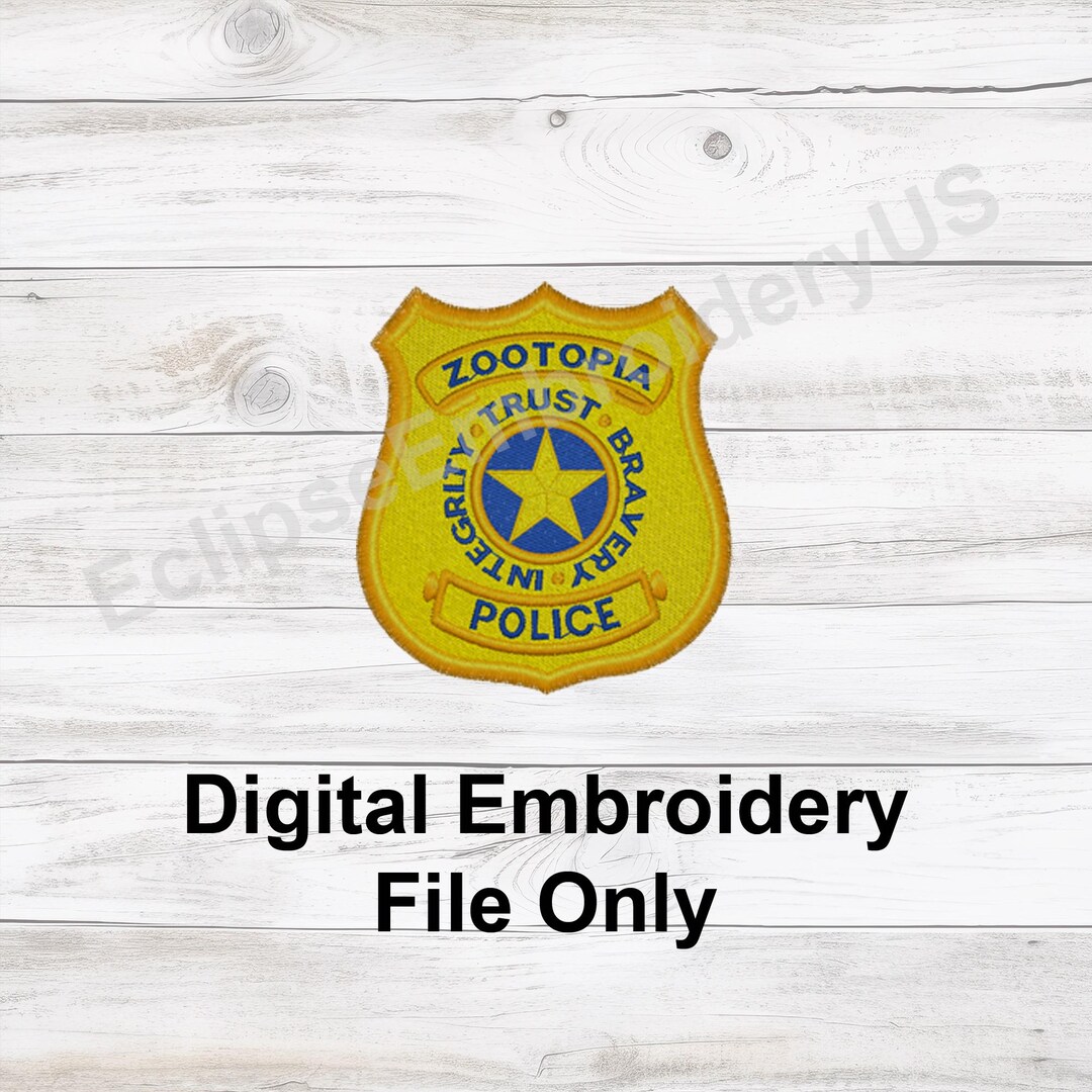 Zootopia Badge Embroidery File - Etsy