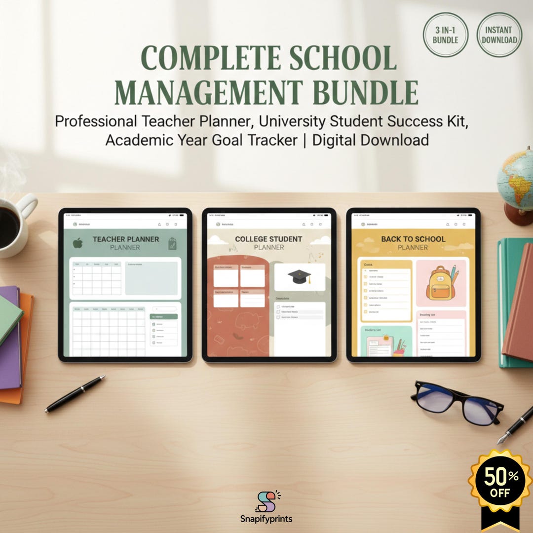 School Planner Bundle | Teacher, Student, Academic Goal Tracker ...