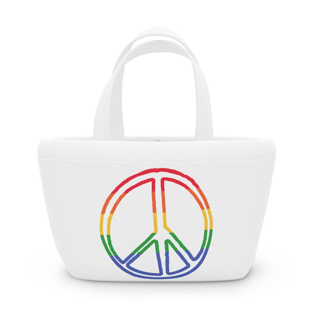 Drawing of Rainbow Peace Sign Bag - Etsy