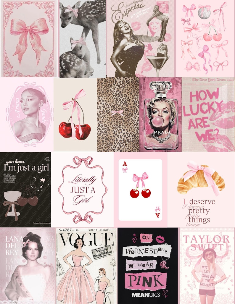 30 Pcs Pink Coquette Posters| PHYSICAL PRINTS| 4'6''| Coquette Room ...