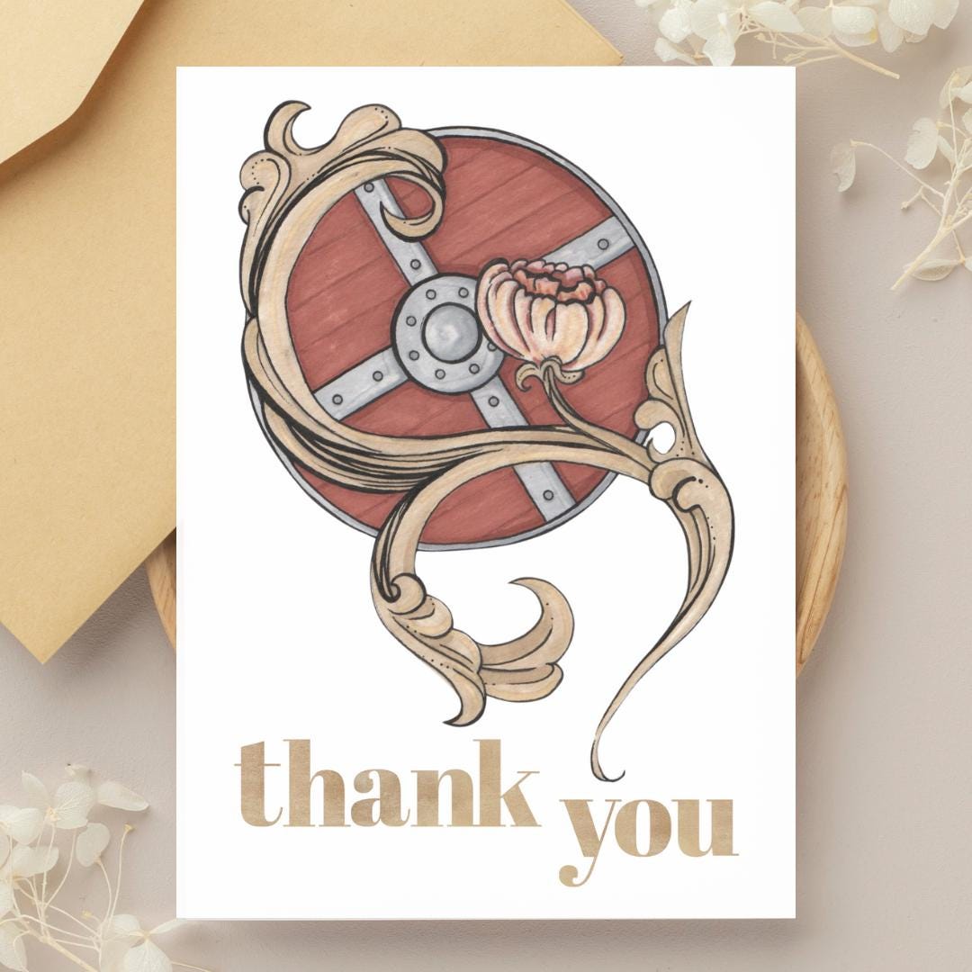 Floral Shield Thank You Card, Printable Thank You Card, Printable ...