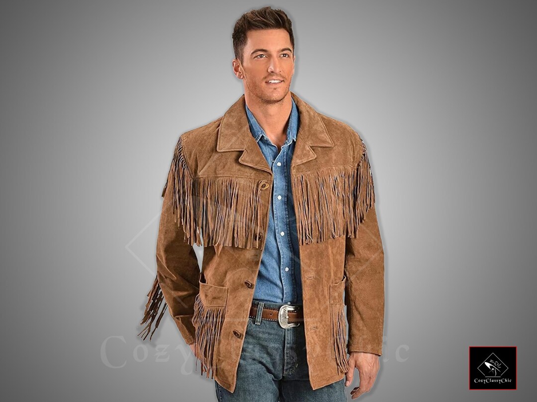 Buckskin Shirt With Fringes Cowboy Rodeo Style Shirt, Men's Traditional ...