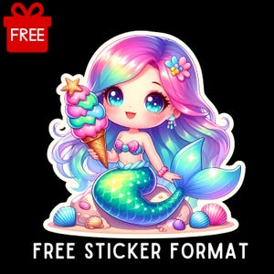 Mermaid With Ice Cream PNG, Mermaid Design, Mermaid Printables, Girly ...
