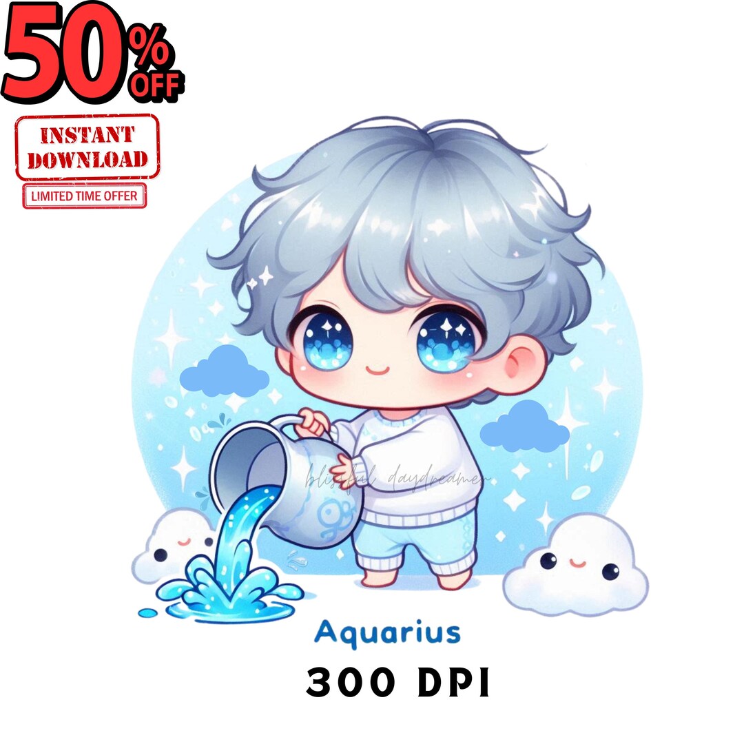Aquarius Png, Zodiac Png, Zodiac Signs Png, Chibi Png, Chibi Style ...