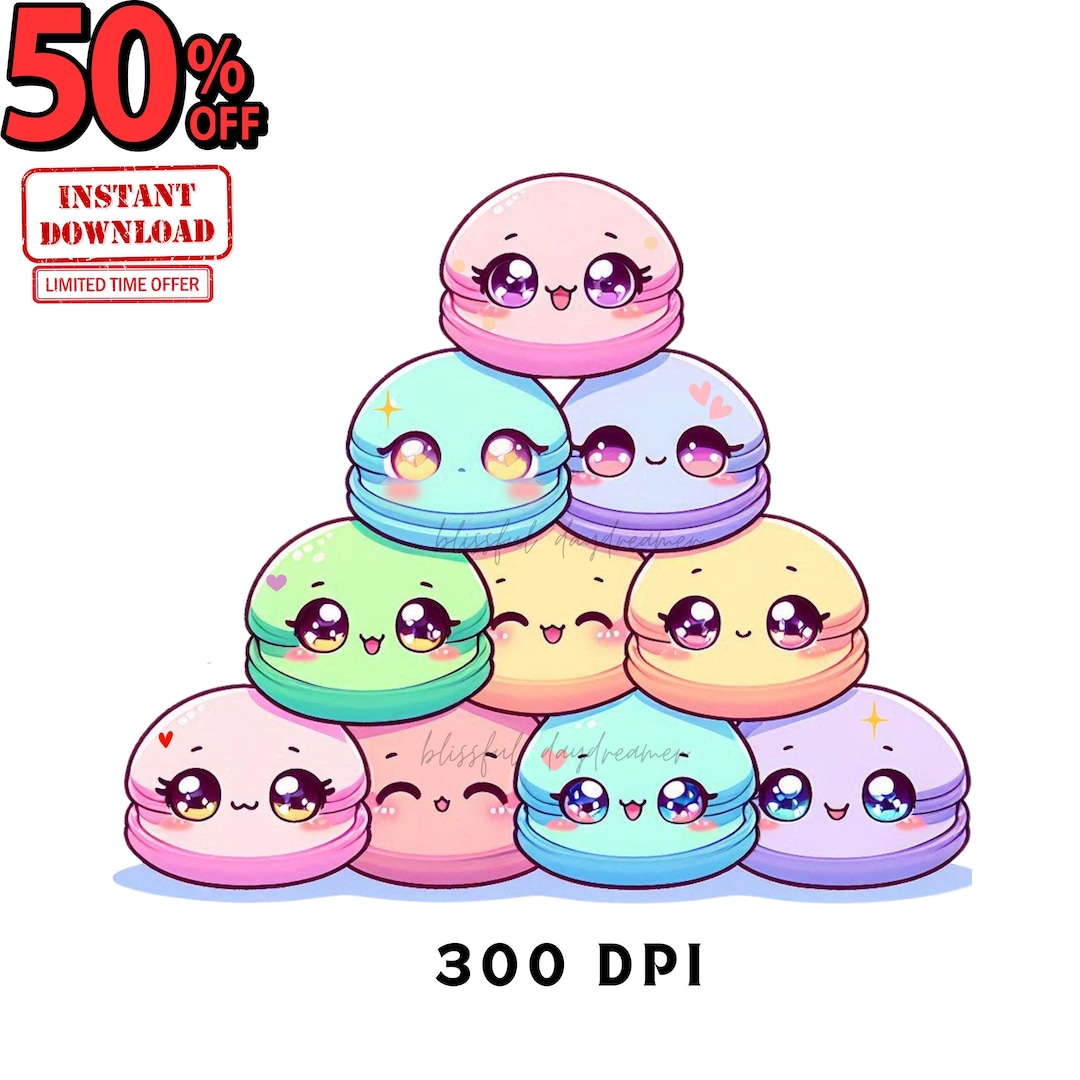 Blushing Macarons Png, Pastel Colors, Chibi Style, Kawaii Png, Kawaii ...