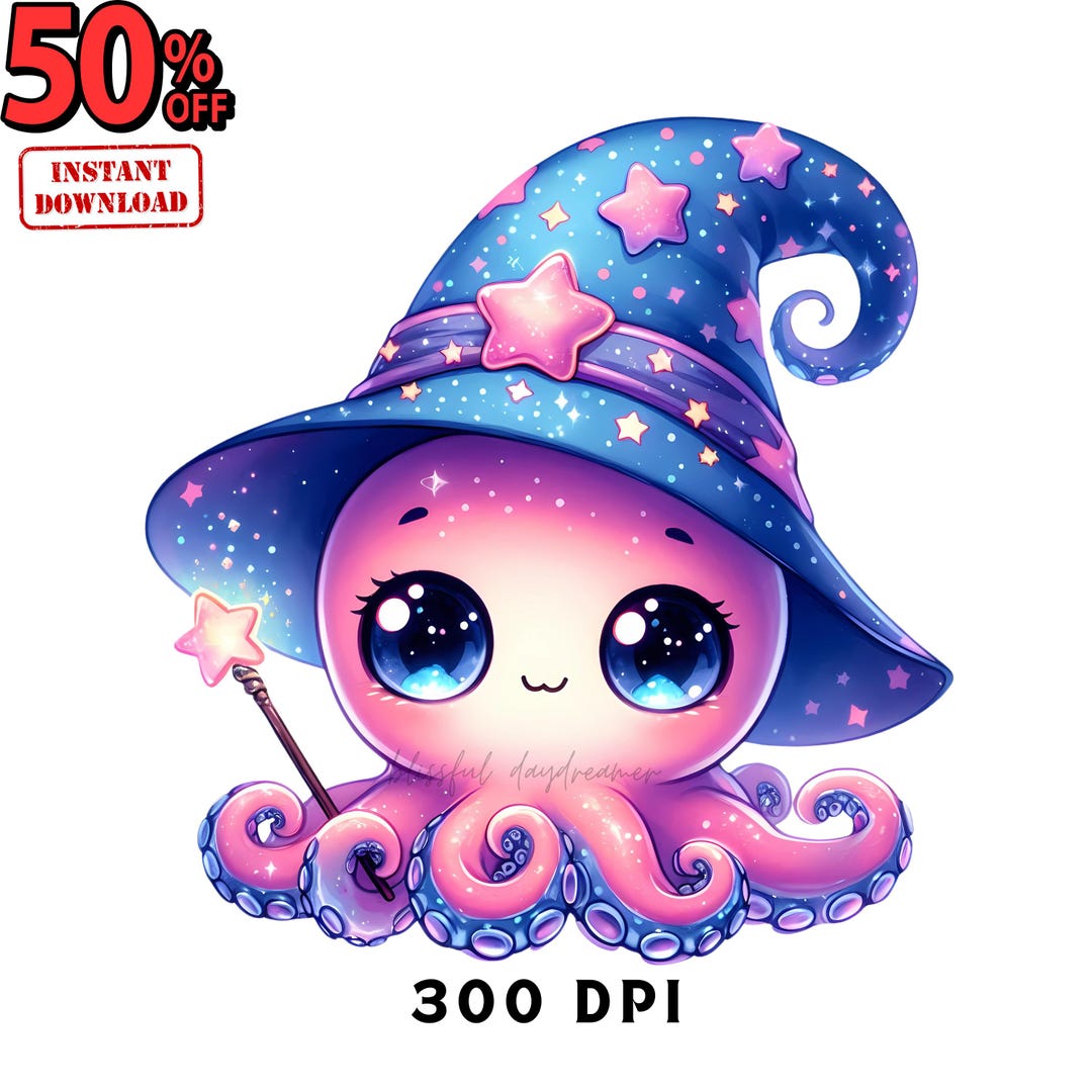 Baby Octopus Wizard Png, Baby Octopus, Wizardry, Under the Sea, Magical ...