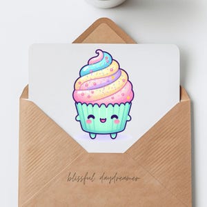 Kawaii Rainbow Cupcake PNG, Stars, Cupcake Design, Chibi Style, Kawaii ...