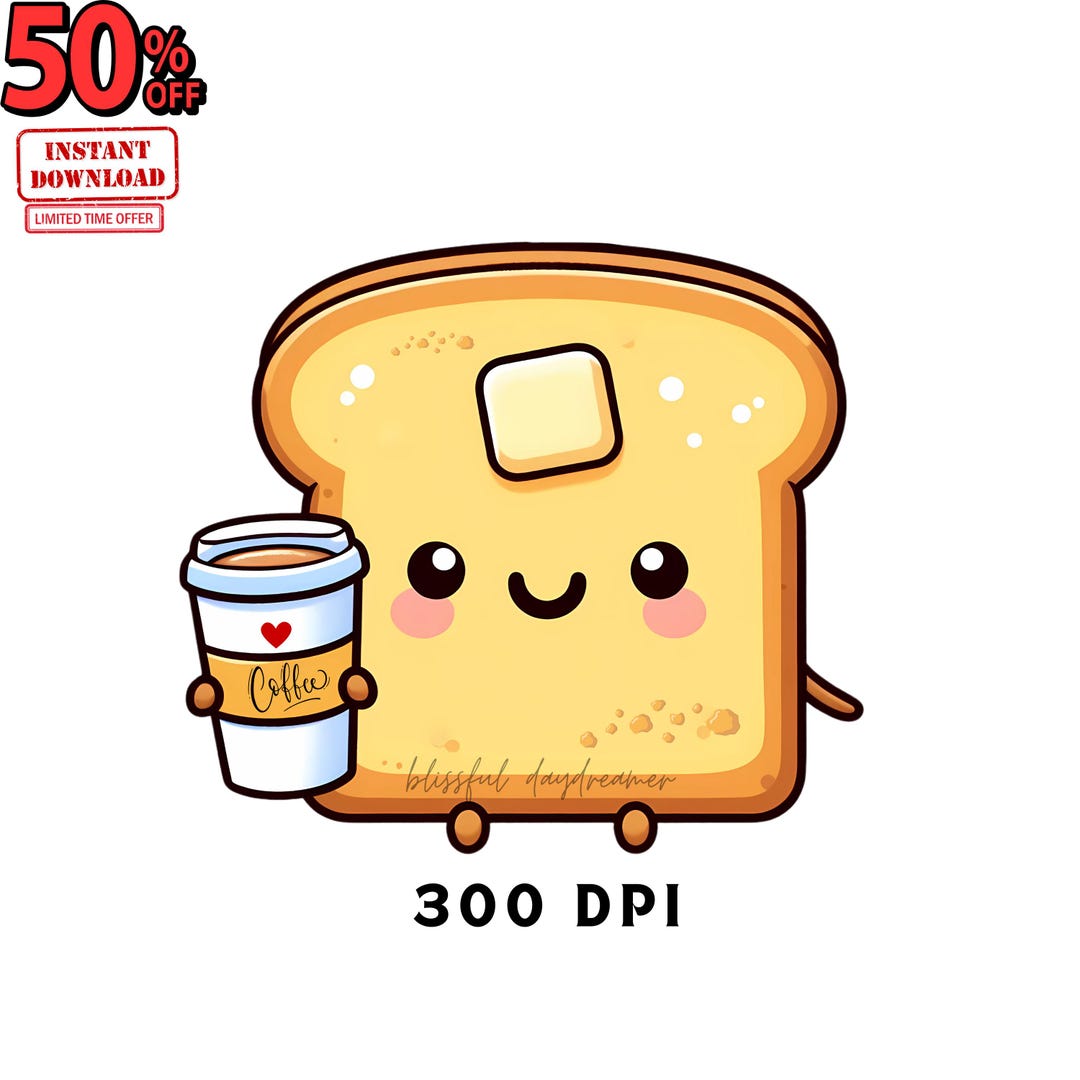 Kawaii Toast With Coffee Png, Cute Png, Chibi Style, Kawaii Png, Kawaii ...