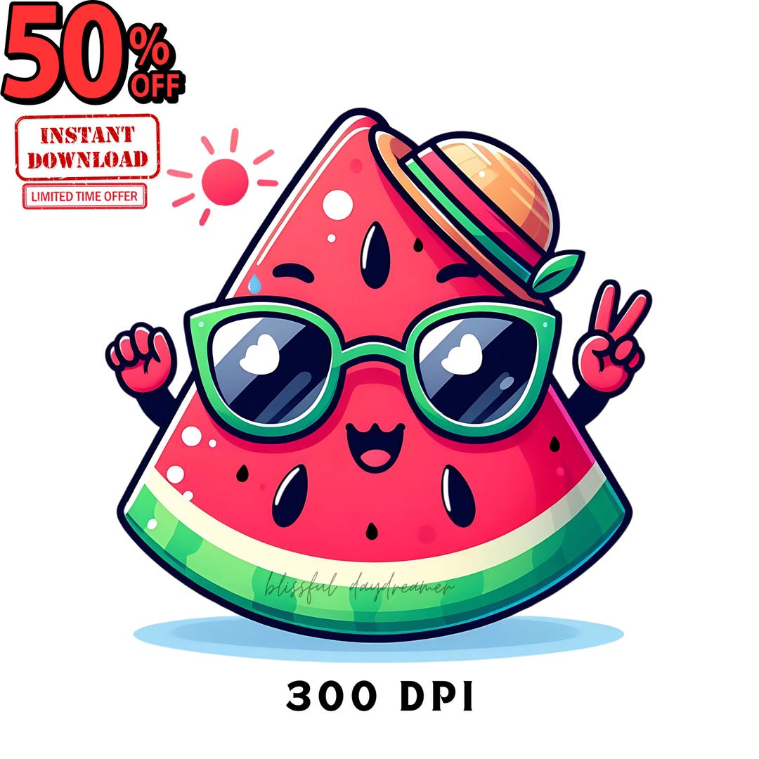 Kawaii Watermelon Slice PNG, Summer Png, Chibi Style, Kawaii Png ...