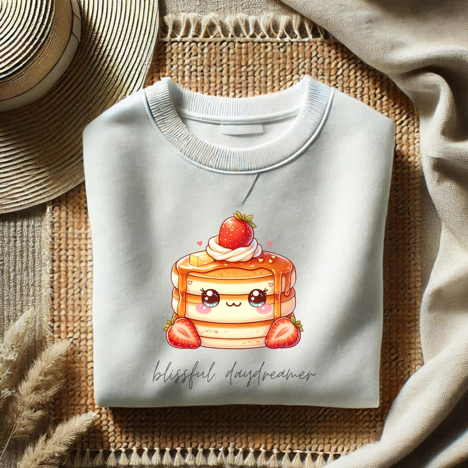 Watercolor Kawaii Pancake Stack PNG, Watercolor Png, Strawberry Png ...