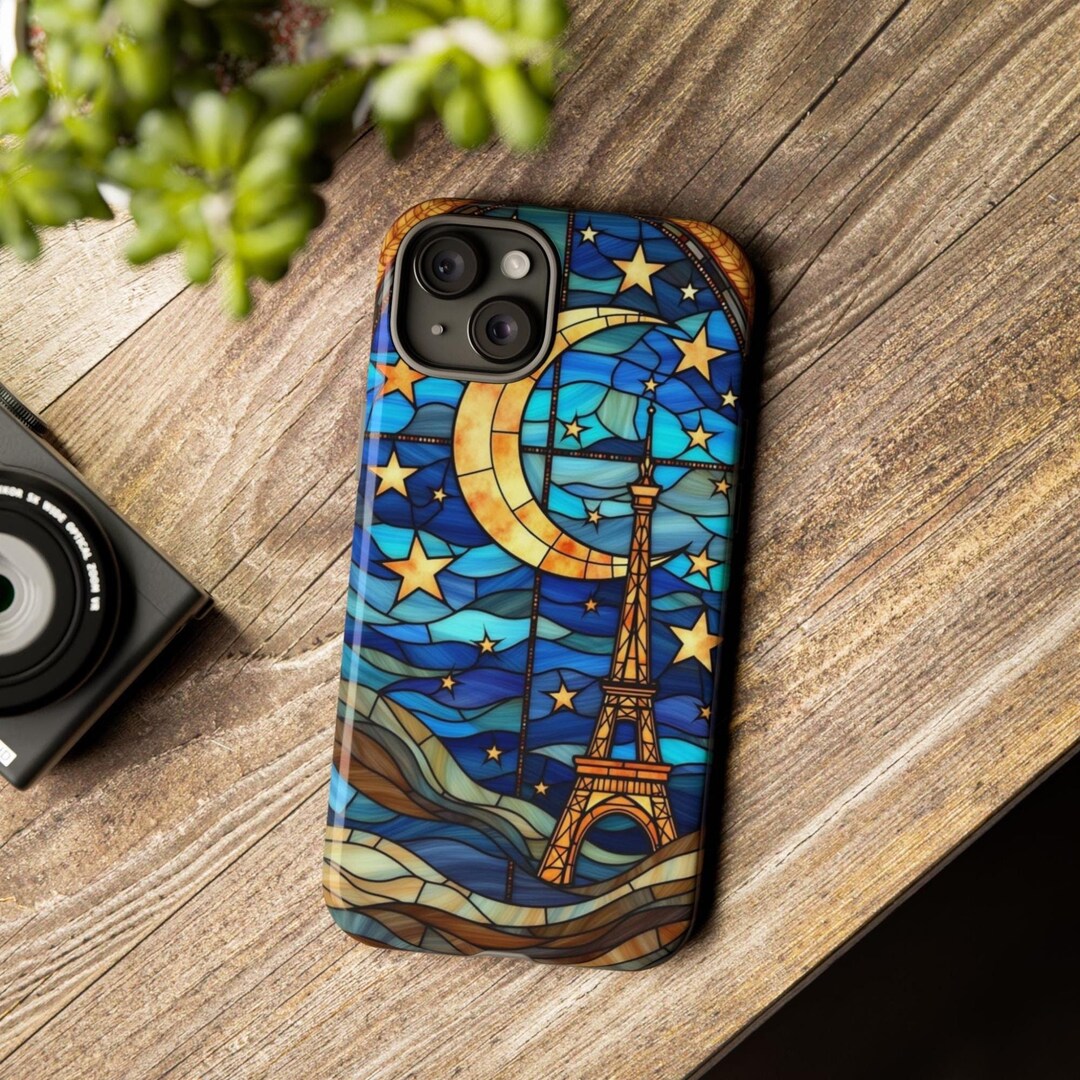 Celestial Stained Glass Moon and Stars Phone Case, Eiffel Tower Phone ...