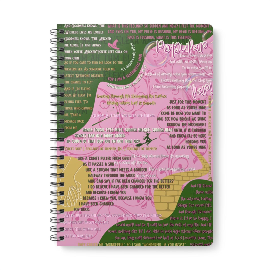 Wicked Musical Collage, A5 Notebook, Wirobound Softcover, All Songs ...
