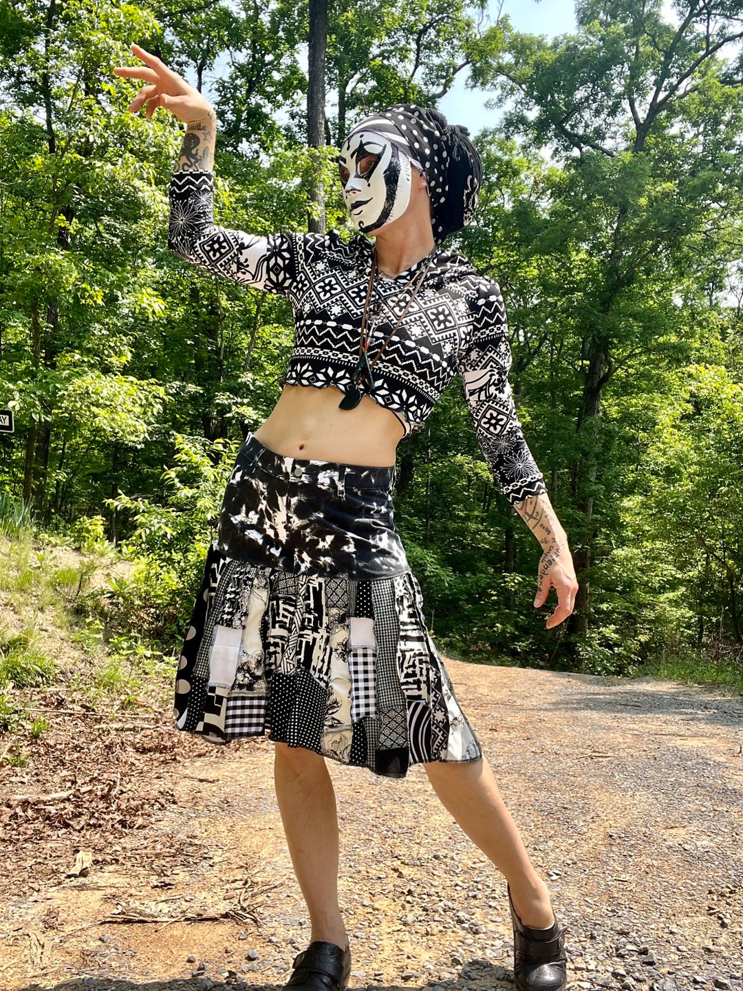 Black and White Scrappy Patchwork Jesters Playground Trippy ...