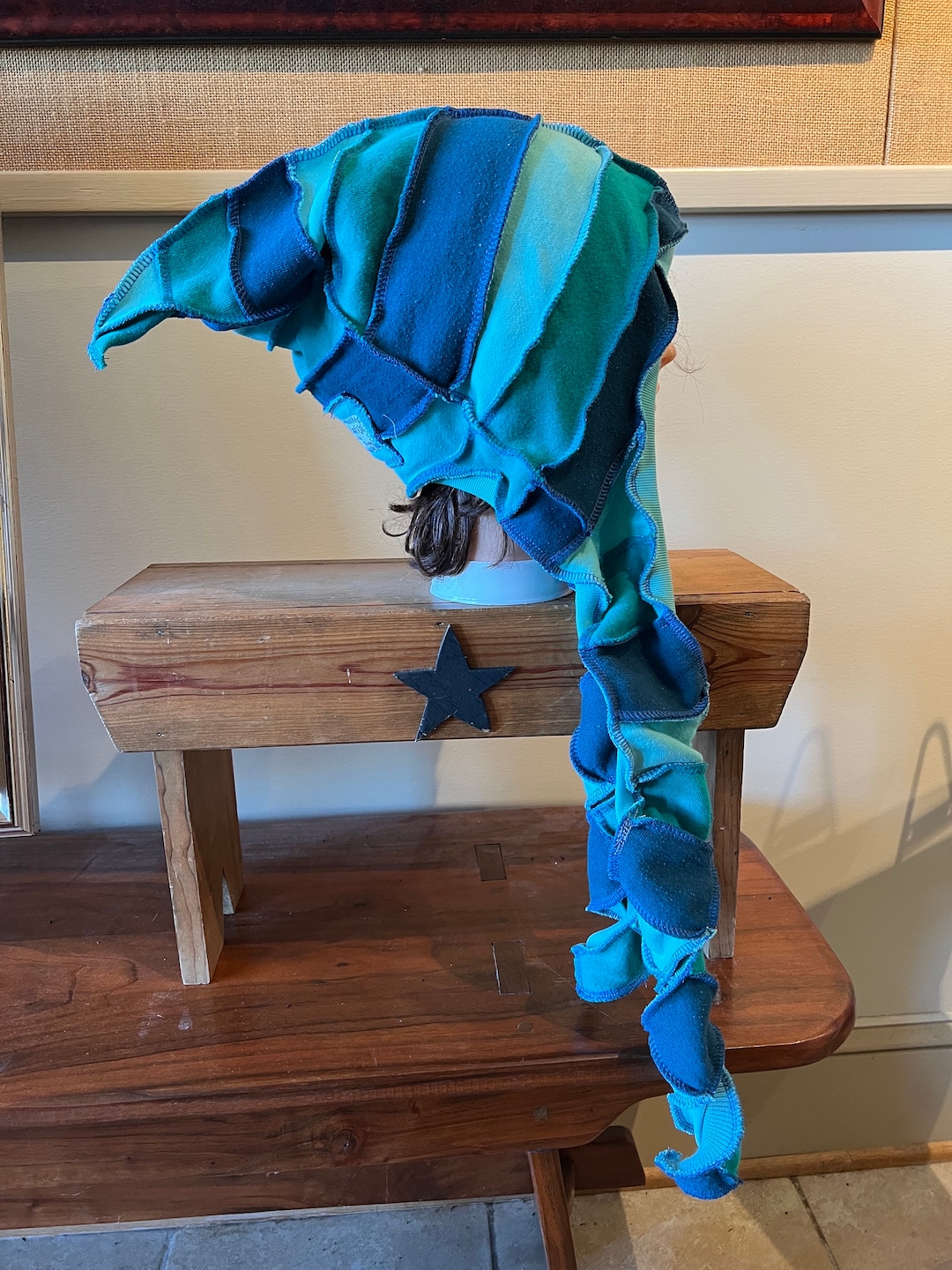 Sea Green Teal Jester Beanie Fleece Wizard Hat Unisex Ooak Upcycled ...