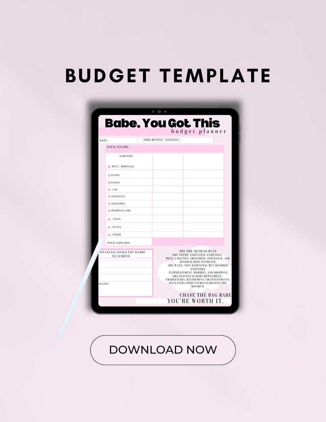 Monthly Budget Template Digital Finance Template, Personal Finance ...