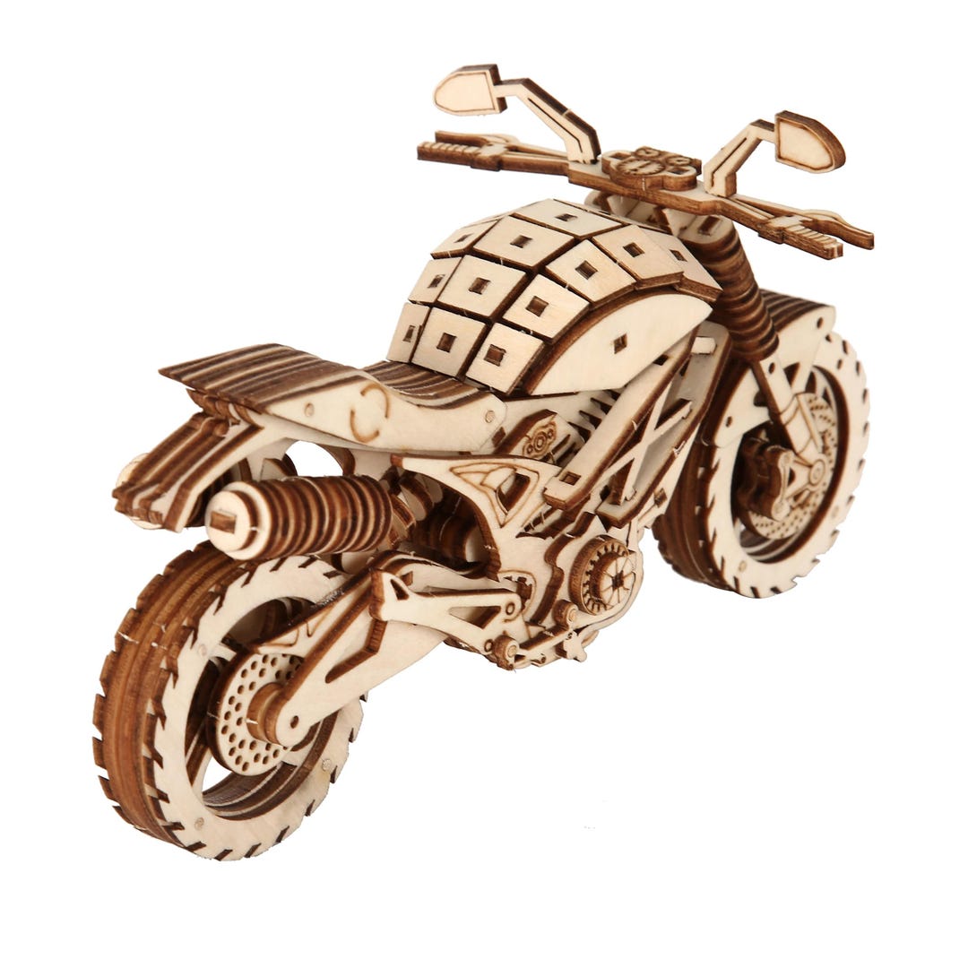 DIY 3D Wooden Motorcycle Puzzle Assembly Model Kit, Creative Building ...