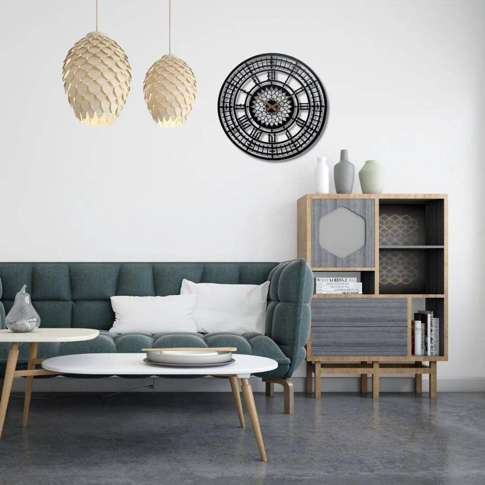Wall Clocks Living Room Clock Wall Clock Decor, Unique Wall Clocks, Large, Wall Modern, Black ...