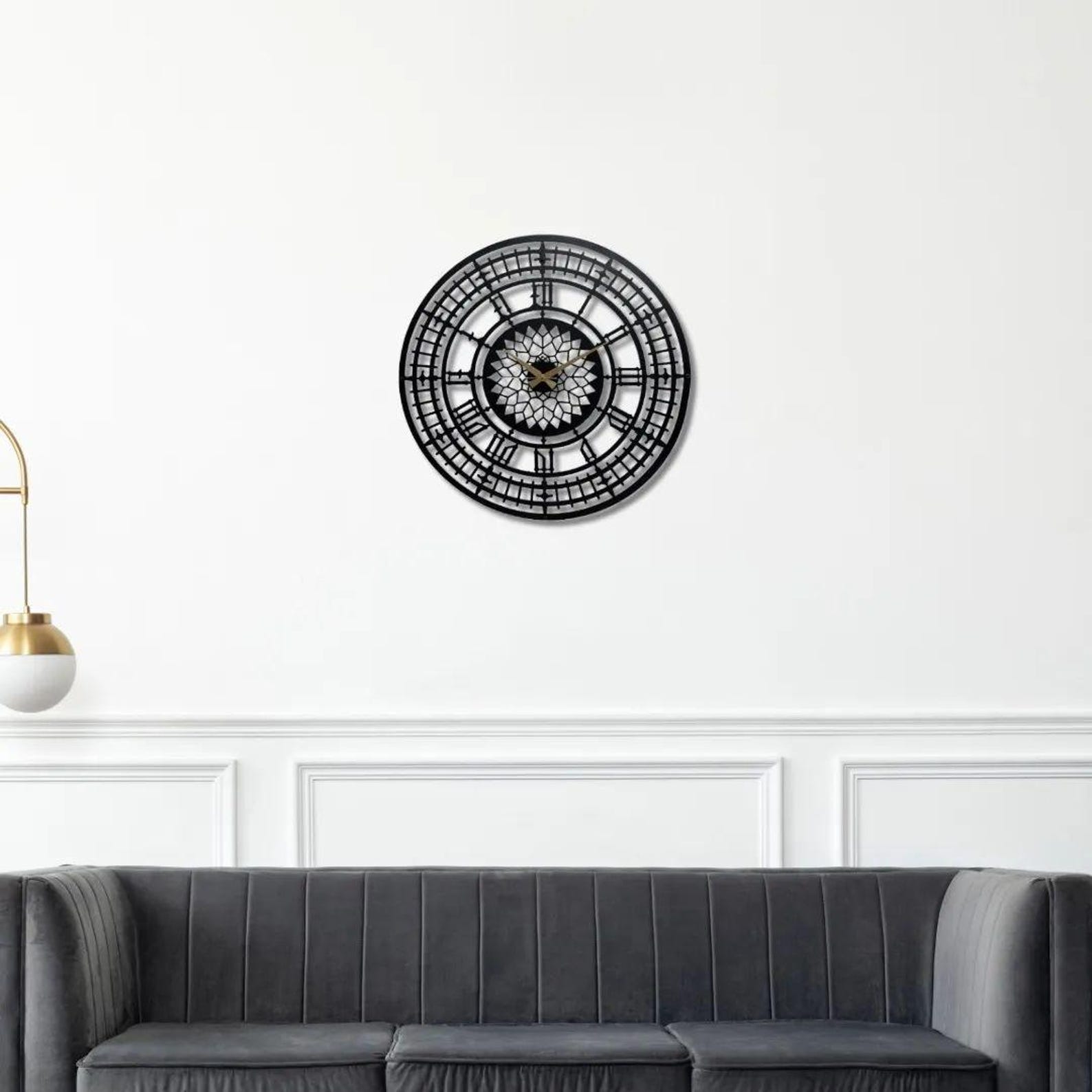 Wall Clocks Living Room Clock Wall Clock Decor, Unique Wall Clocks, Large, Wall Modern, Black ...
