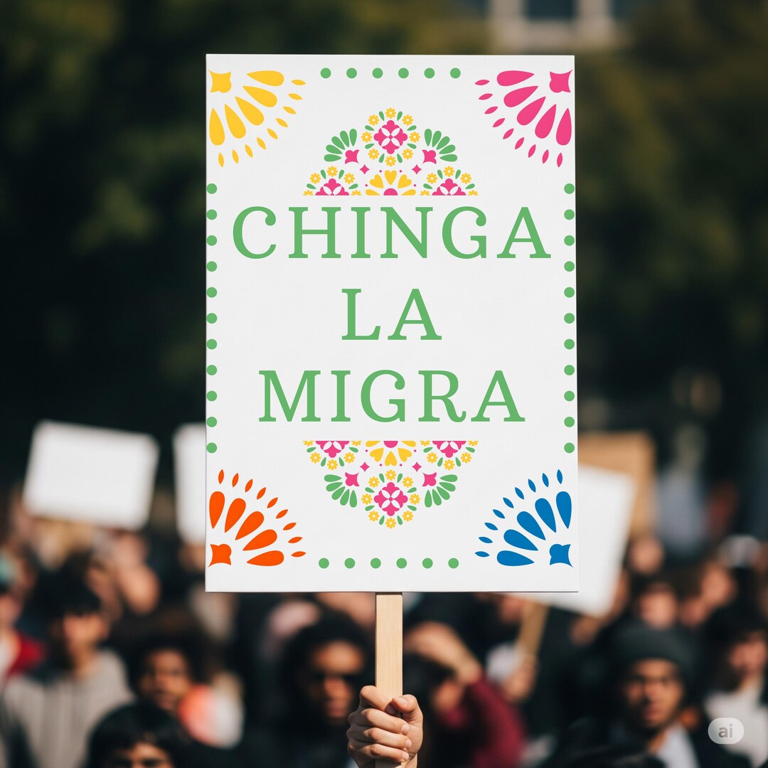 Abolish ICE Chinga La Migra Protest Sign No Kings Protest Signs Liberal ...