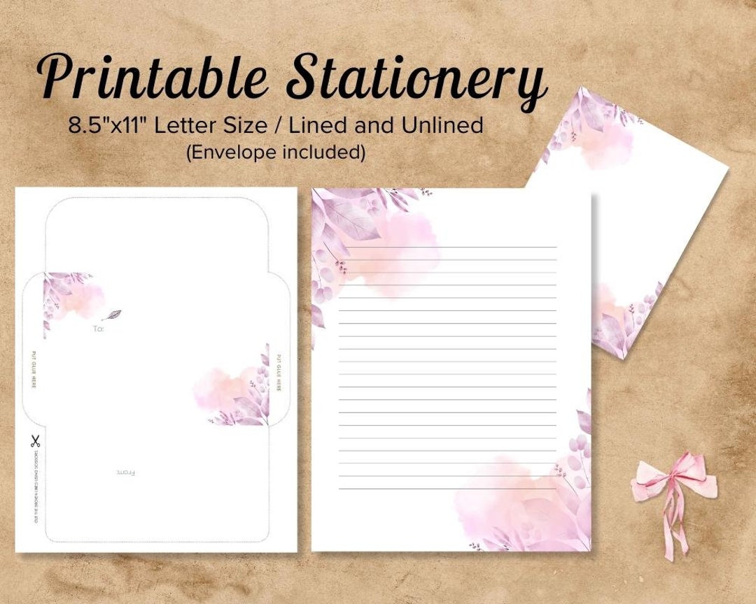Printable Pink Floral Paper, Watercolor Flower Stationery, Soft ...