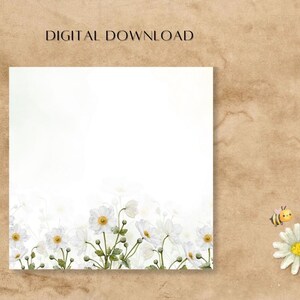 Printable Writing Paper, Minimalist White Floral Stationery, Lined and ...