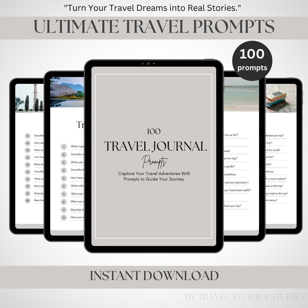 100 Travel Journal Prompts | Printable & Digital Download | Travel ...