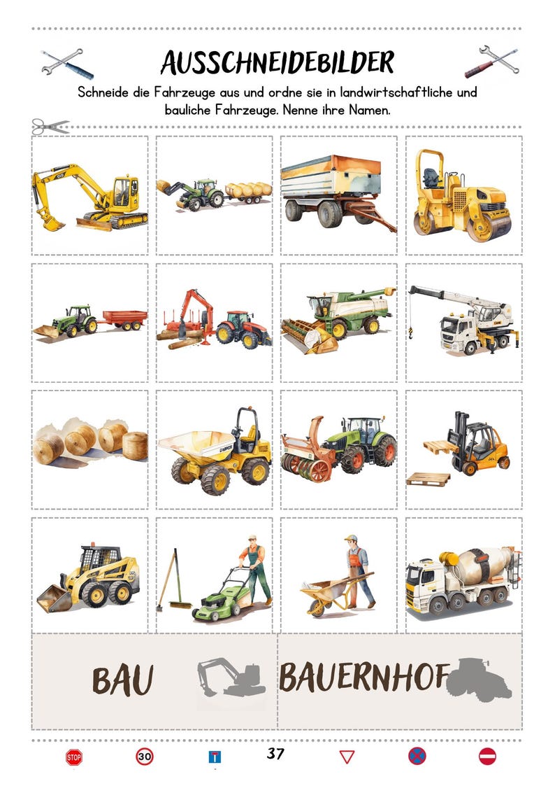 Worksheet Preschool Vehicles Educational Construction Car Activity Book ...