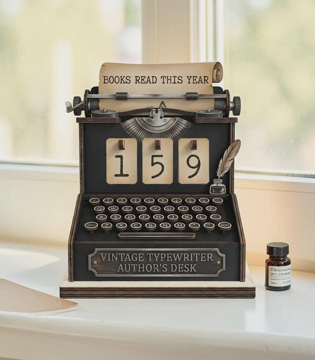 Personalized Reading Goal Tracker Vintage Typewriter Style Wood Sign ...