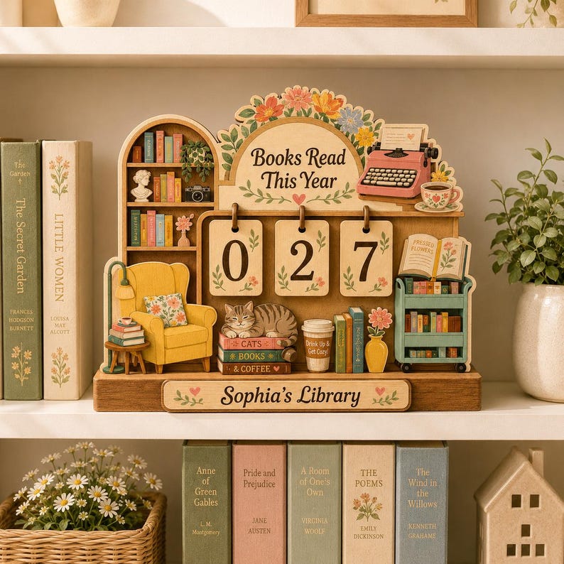 Personalized Wooden Books Read Tracker, Custom Reading Log Calendar ...
