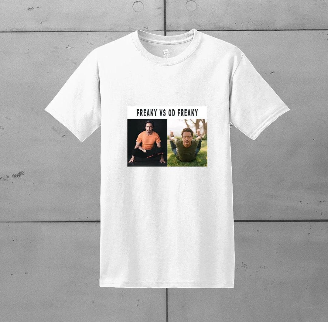 Robert Down Jr. Freaky Yoga T-shirt Gen Z Funny RDJ Meme Brain Rot ...
