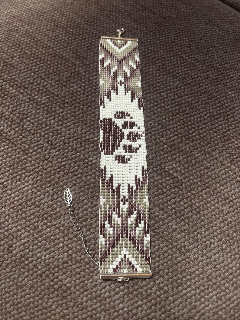 Traditional Native American Bear Paw Hand Beaded Long Bracelet Or Ankle