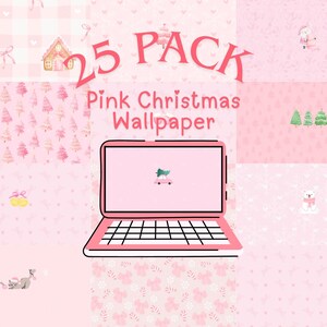 25 Pink Christmas Desktop Wallpaper Set // Holiday Themed // Computer ...