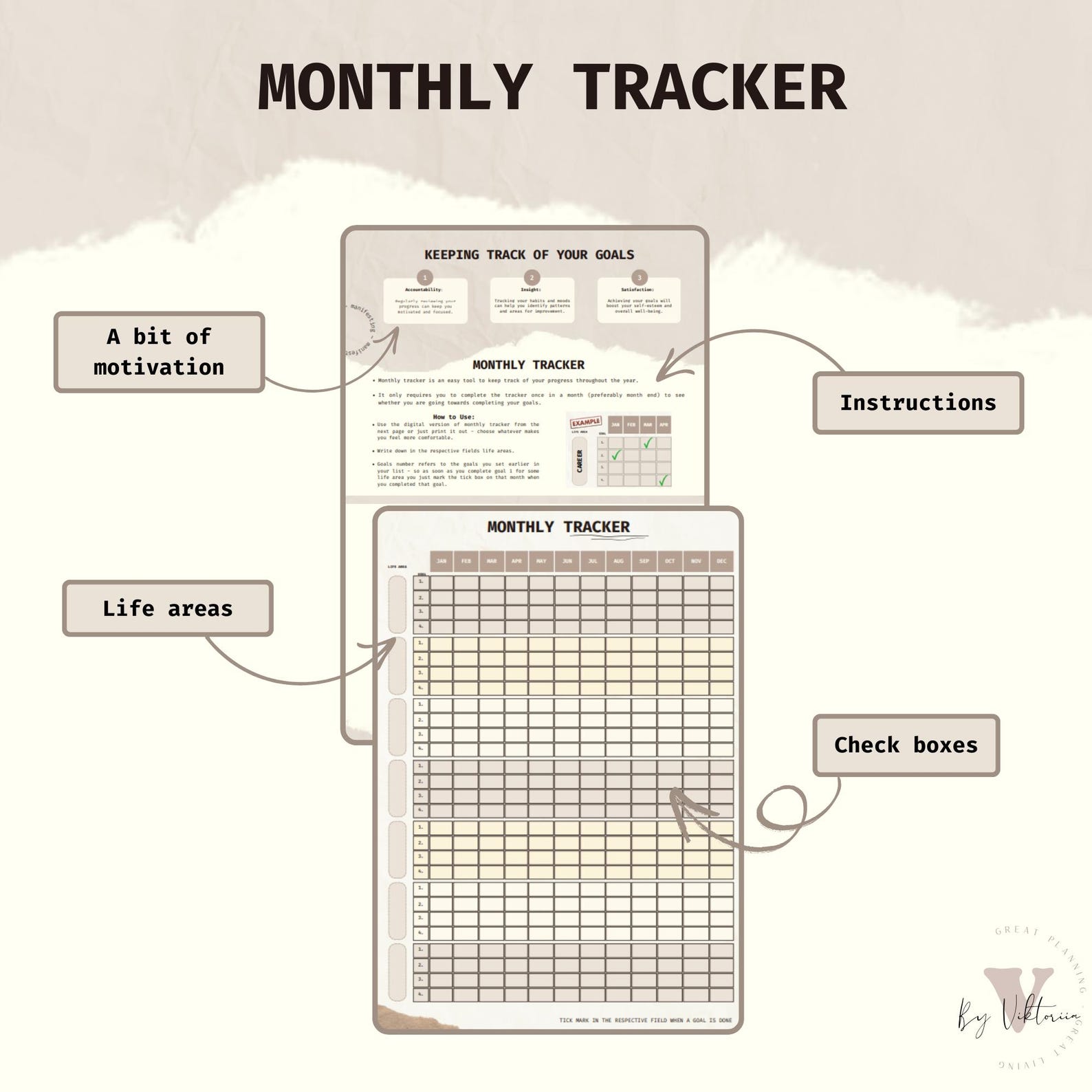 2025 PDF Printable Goals Planner & Tracker - Guide on How to Set Goals ...