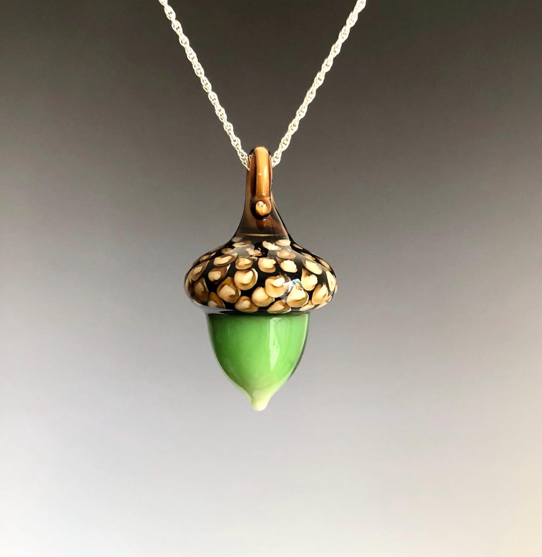 Art Glass Spring Acorn Pendant/necklace - Etsy