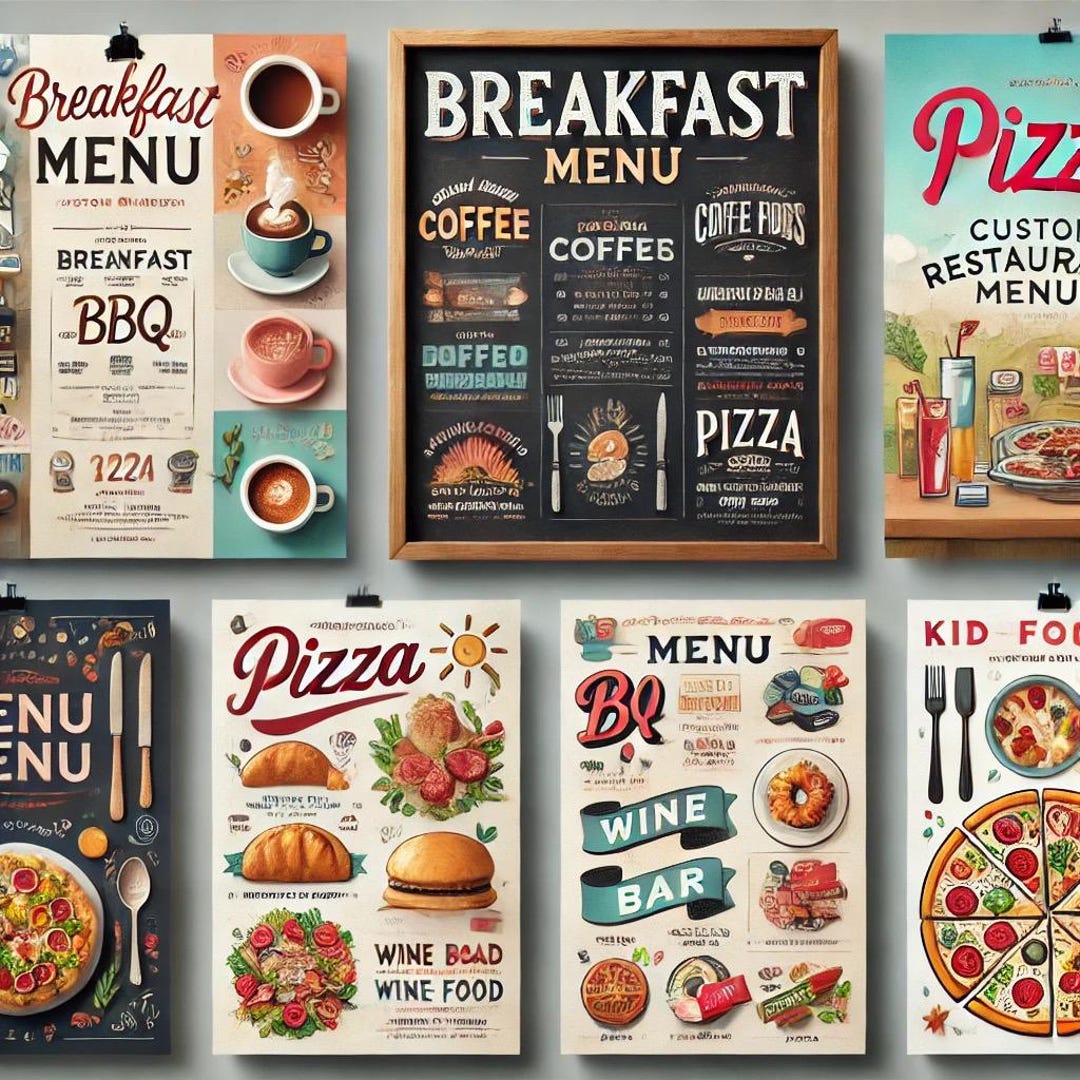 Custom Restaurant Menu Design Professional Menus and Promotional ...