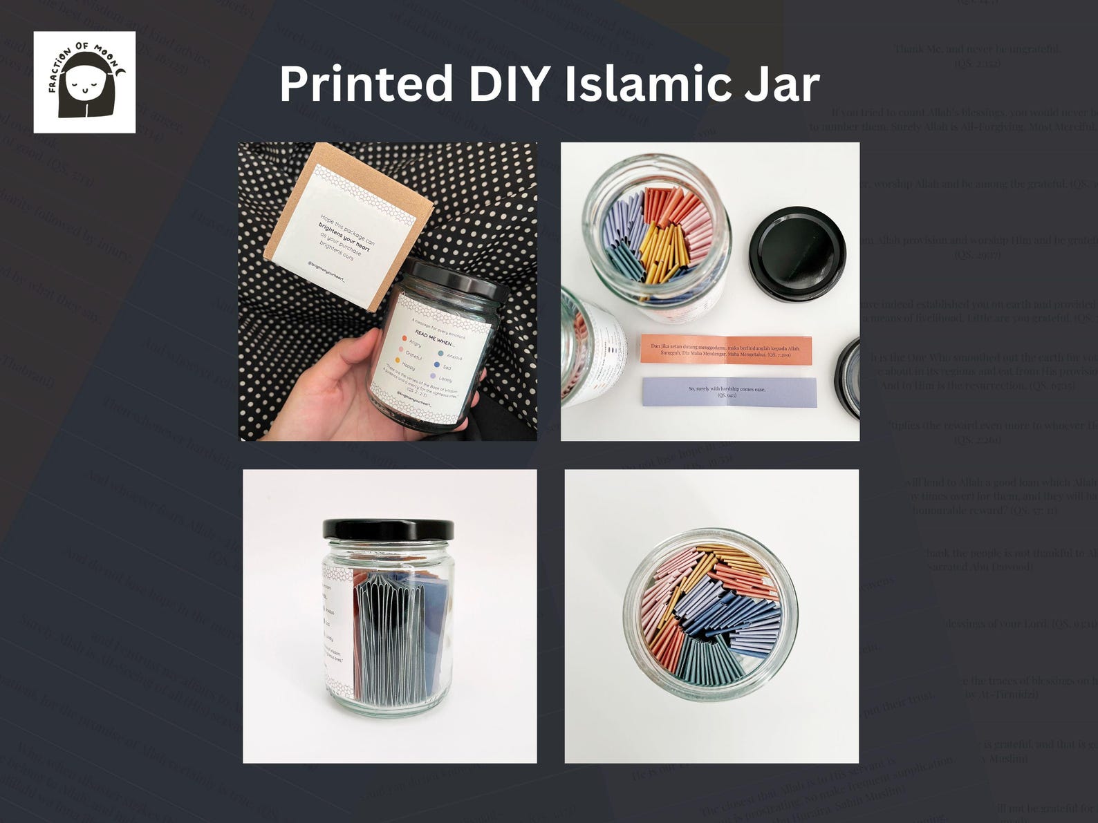 Instant Download DIY Islamic Jar Printable Quran Verses & Hadith Set - Etsy
