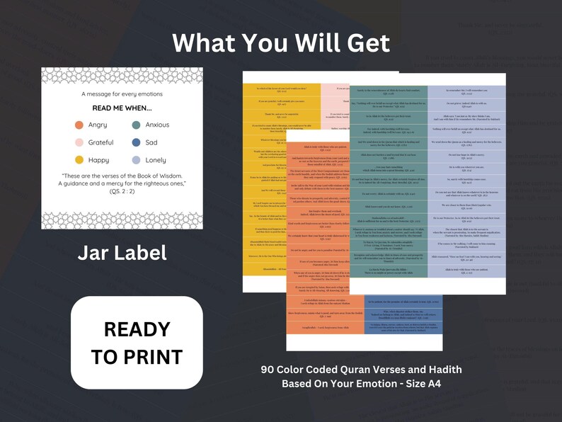 Instant Download DIY Islamic Jar Printable Quran Verses & Hadith Set - Etsy