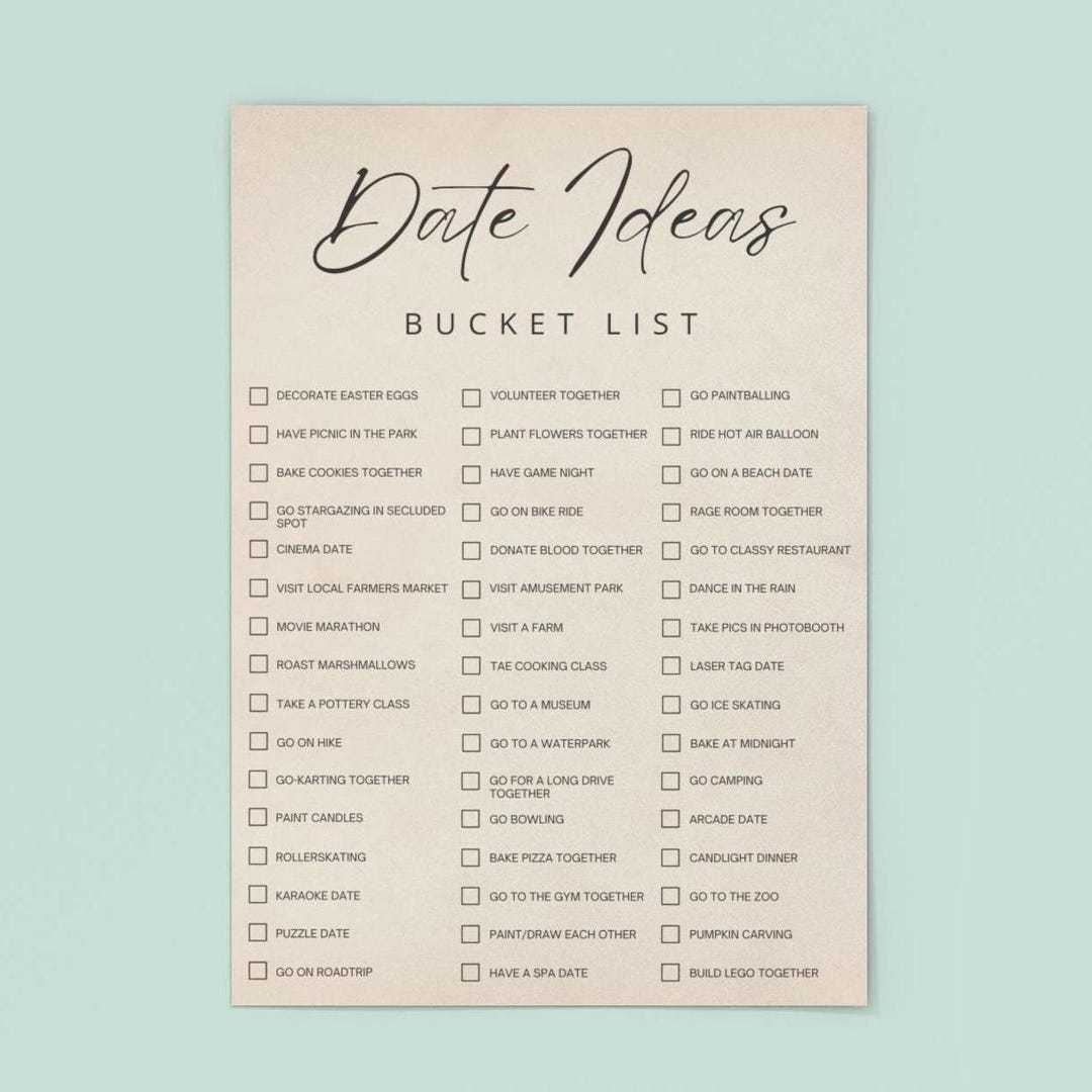 Romantische Datum Ideen Bucket List | Spaß Paare Bucket List ...