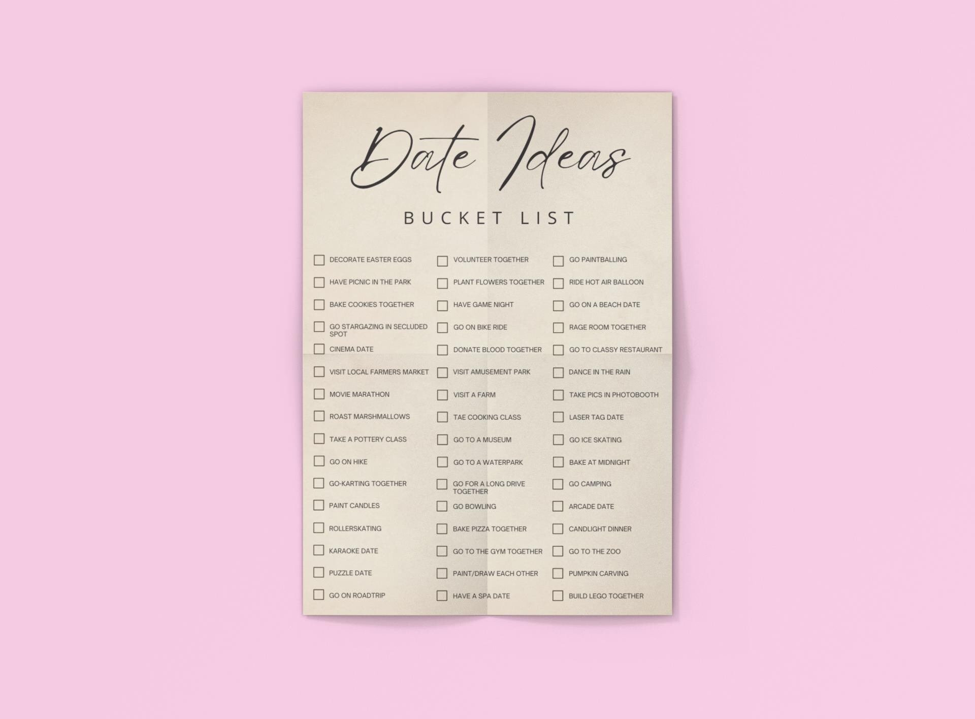 Romantic Date Ideas Bucket List | Fun Couples Bucket List | Unique Date ...
