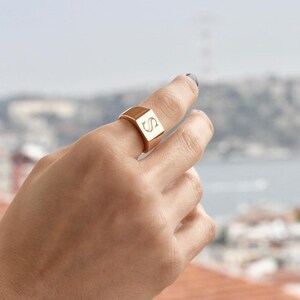 Personalized SIGNET RING Pinky Ring Initial Ring Letter Silver Signet ...