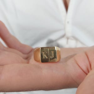 Personalized SIGNET RING Pinky Ring Initial Ring Letter Silver Signet ...