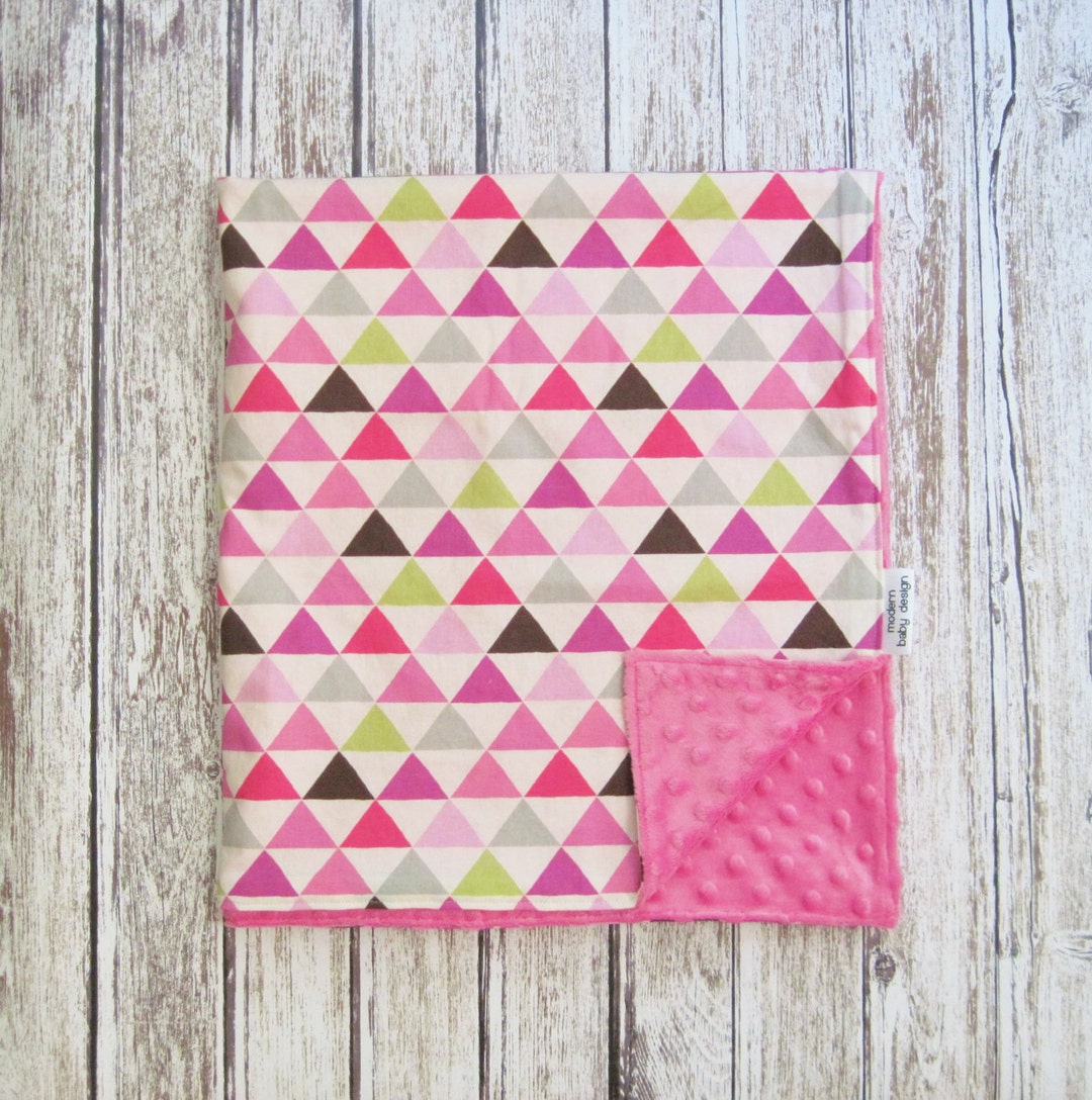 Sale!! Pink Triangle Baby Blanket, Minky Baby Blanket, Triangle Baby ...