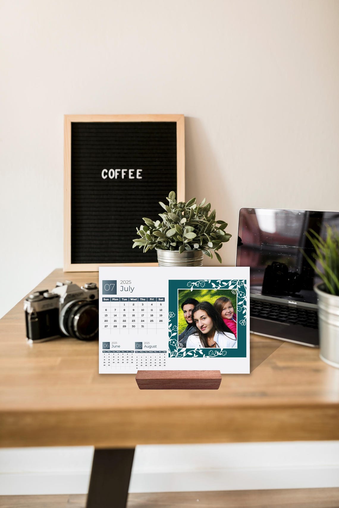 Desk Photo Calendar 2025 Editable Canva Template Personalized Photo Calendar Desk Calendar 2025 ...