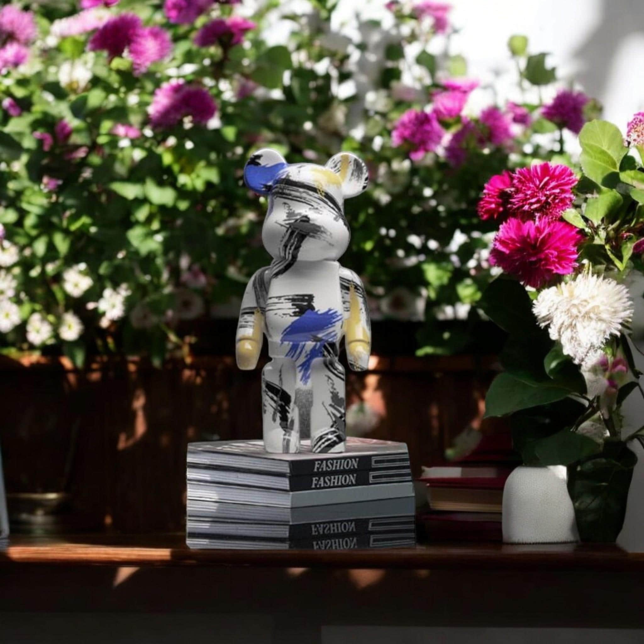 Decorative Bearbrick Bear Graffiti Statue | Modern Ornament for Shelf ...