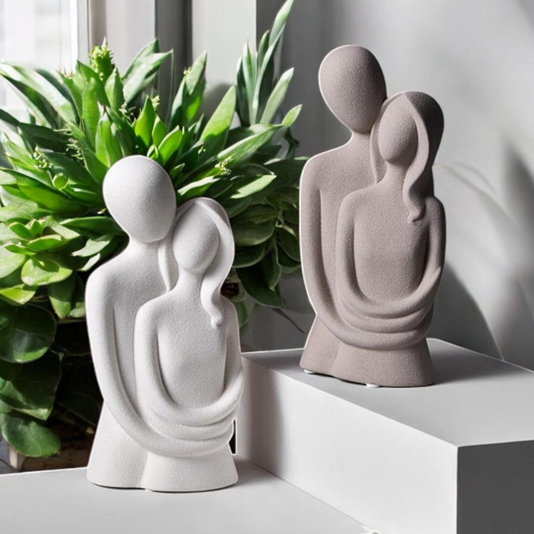 Nordic Abstract Couple Statue | Modern Art Resin Figurine | Minimalist ...
